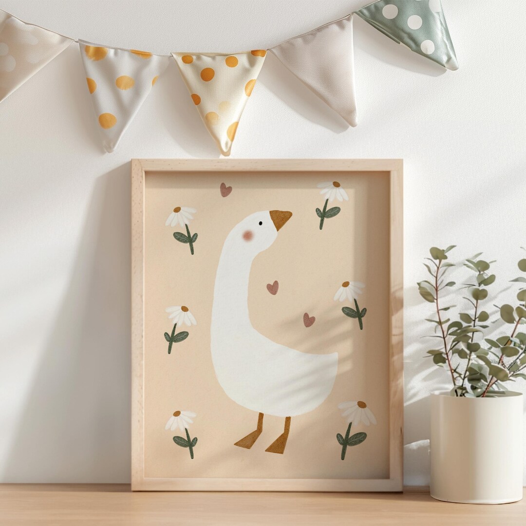 Goose Wall Art, Girls Wall Art, Boho, Light Pink, Nursery Decor, Farm ...