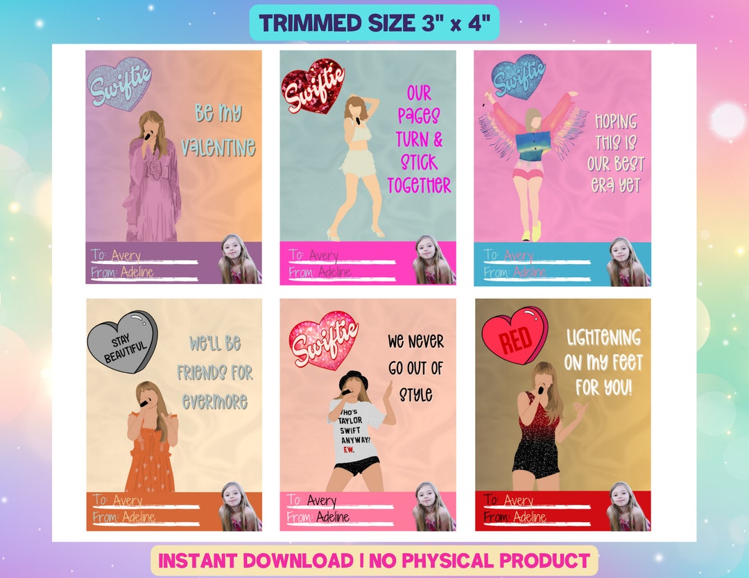 PACK 2 Taylor Swift Valentine Cards, Valentine Printable, Swifty ...