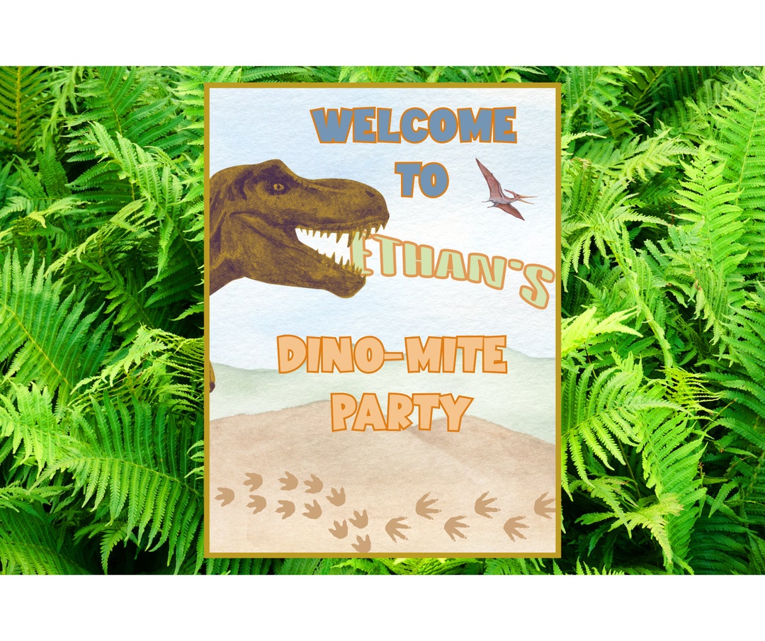 Printable Dinosaur Welcome Sign Dino Birthday Party Welcome Decoration ...