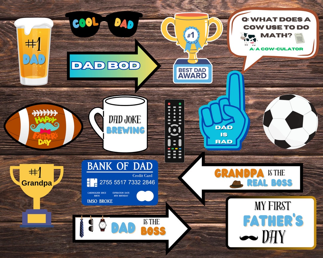 Father's Day Photo Booth Props INSTANT DOWNLOAD Printable Props Set of ...