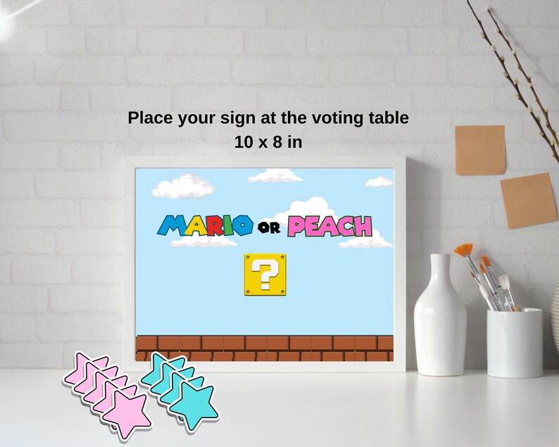 Super Mario Gender Reveal Voting Sign INSTANT DOWNLOAD Mario or Peach ...