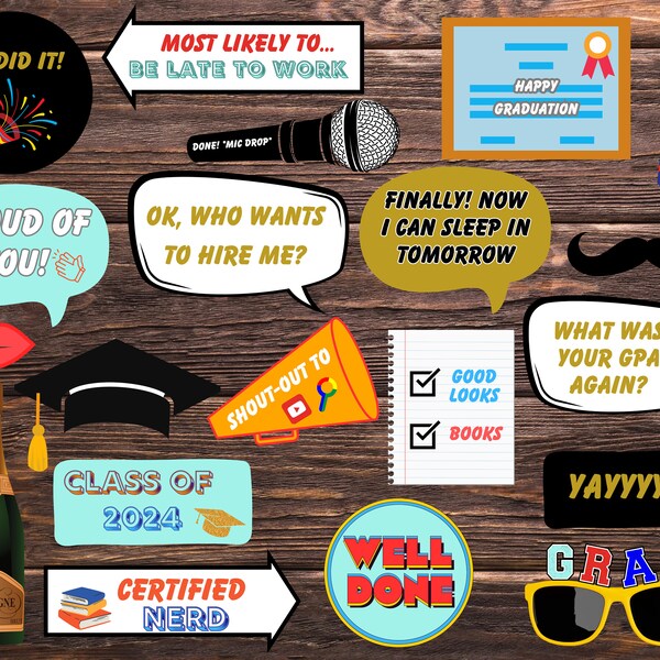 Graduation Photo Booth Props - Etsy