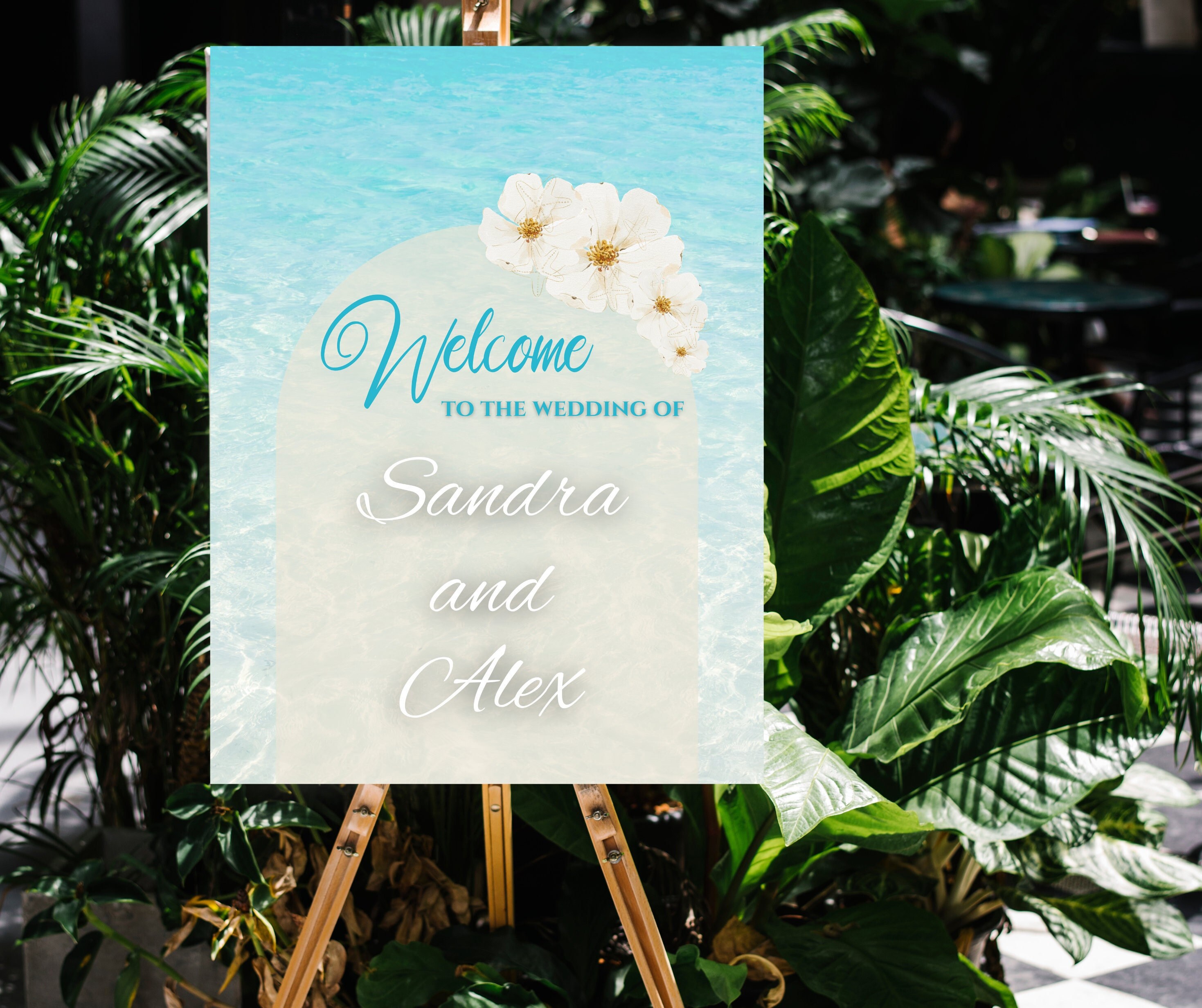 Printable Beach Wedding Welcome Sign Destination Wedding Reception Sign ...