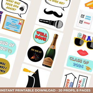 Graduation Photo Booth Props INSTANT DOWNLOAD Set of 20 Funny Grad ...
