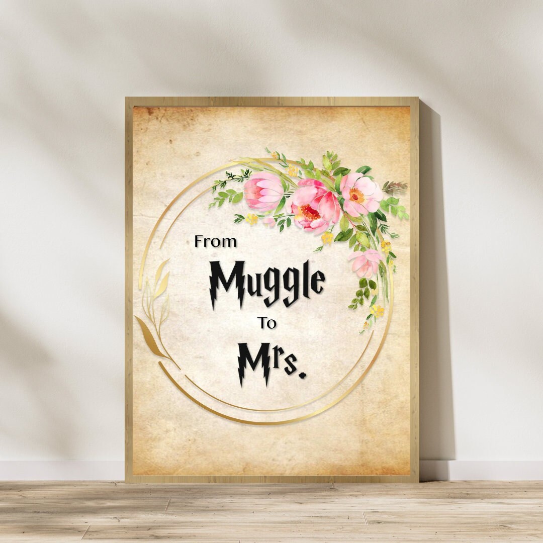 Muggle to Mrs. Table Sign INSTANT DOWNLOAD Aesthetic Bride to Be Magic ...