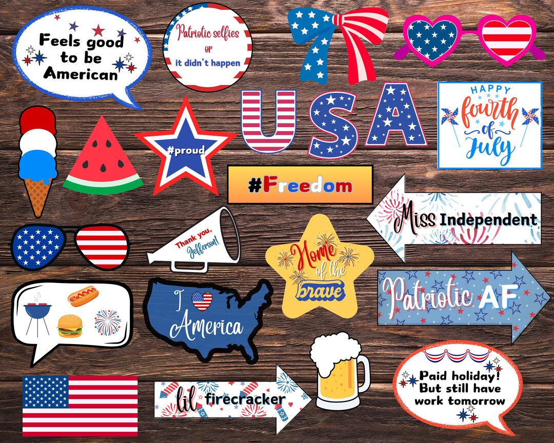 Fourth of July Photo Booth Props INSTANT DOWNLOAD 23 Pc Independence ...