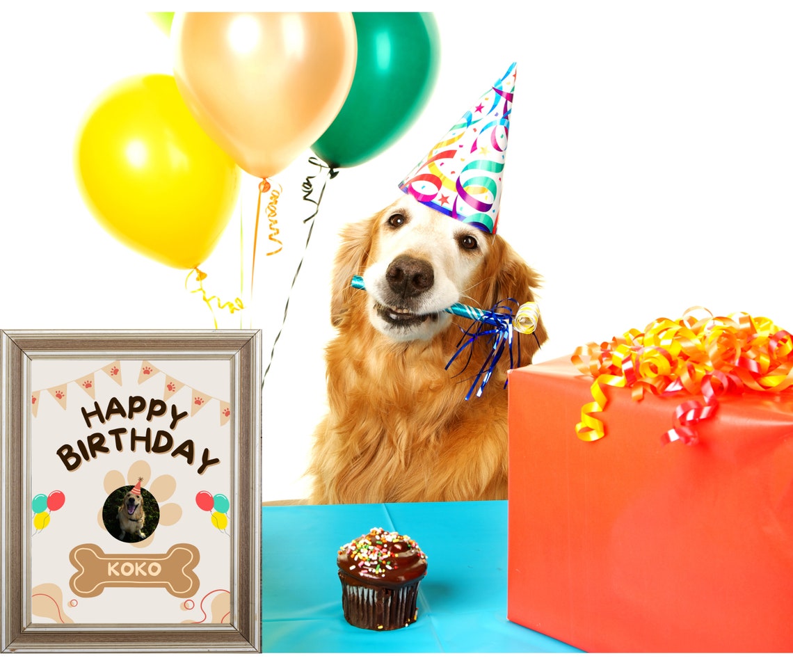 Personalized Dog Birthday Printable Party Sign Dog Name and Photo ...