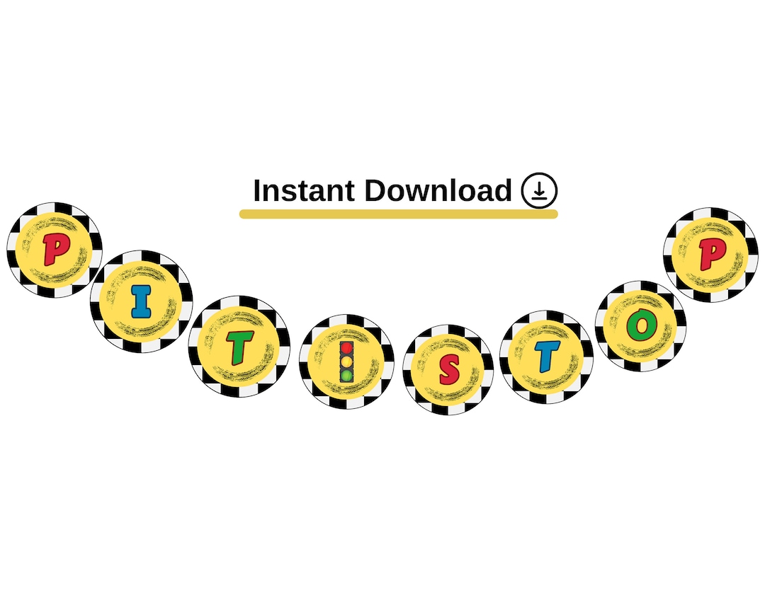 Race Car Birthday Party Banner INSTANT DOWNLOAD Pit Stop Banner ...