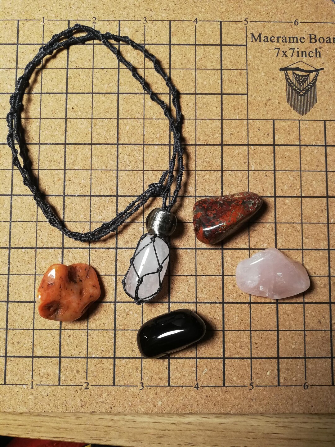 Necklace With Interchangeable Stones/crystals in Micromacramé With ...