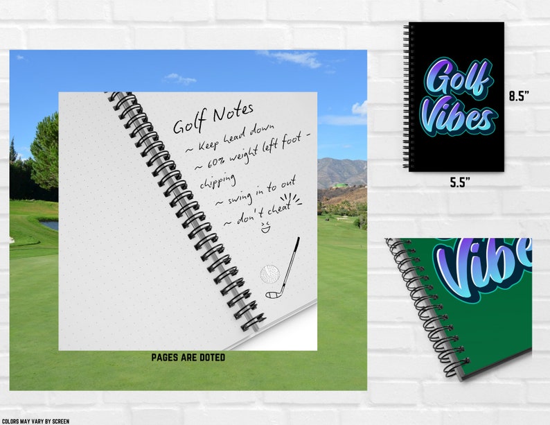 Golf Vibes Spiral Notebook - Stationery, Golf Notebook - Etsy