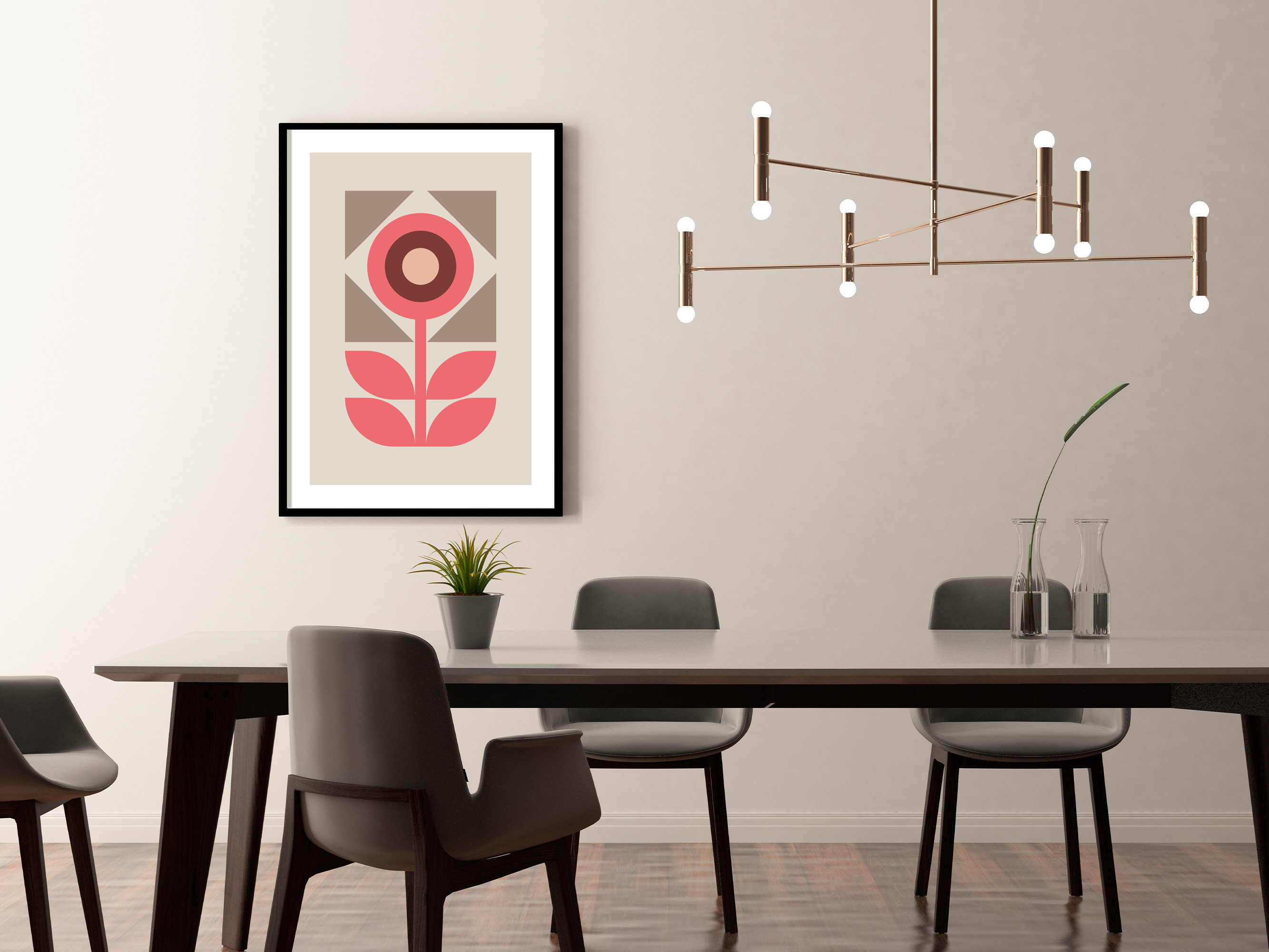 Contemporary Fine Art Flower Prints in a Retro Style. Modern Designs ...