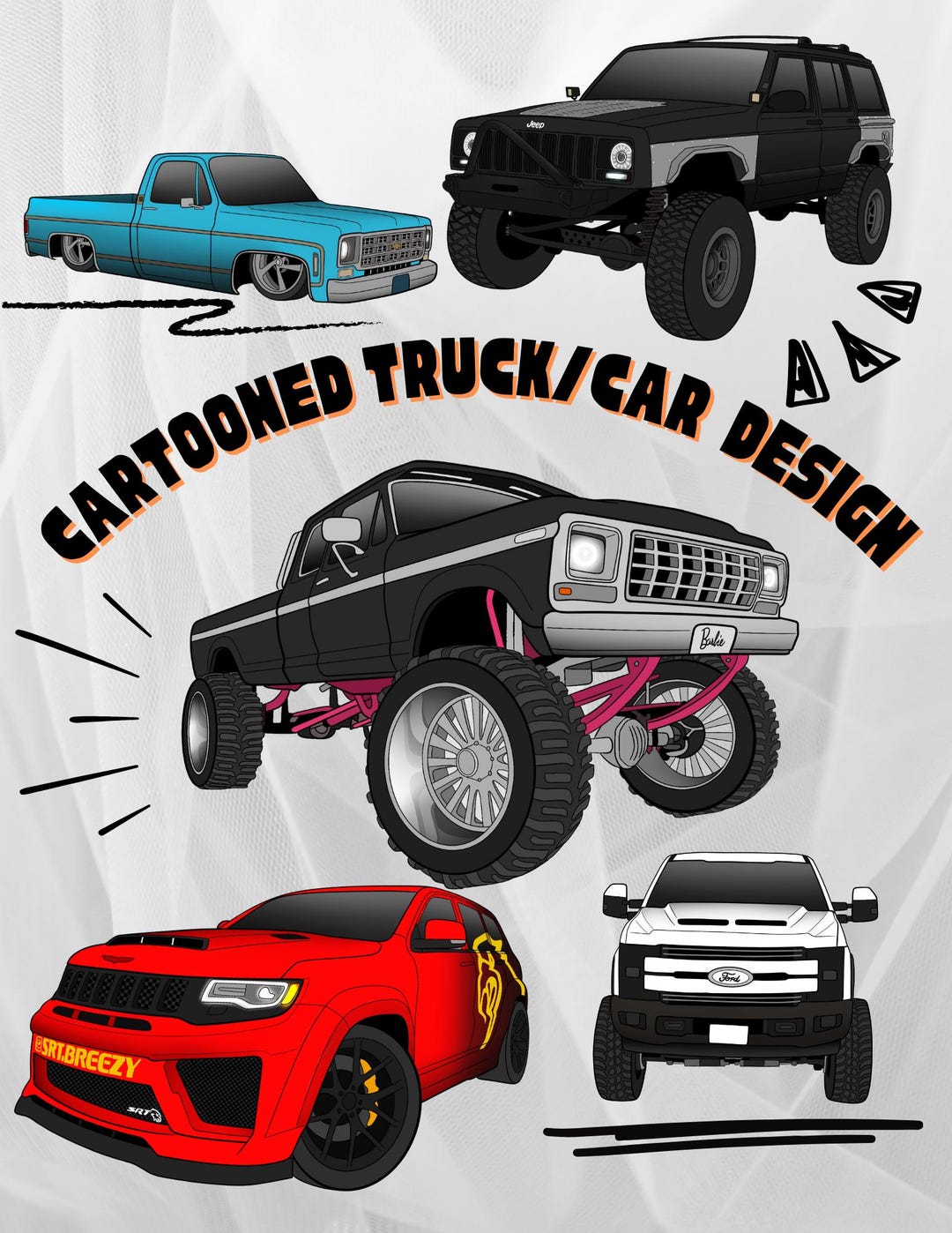 Custom Cartoon Vehicle Design: Personalized Car/truck Art (digital) - Etsy