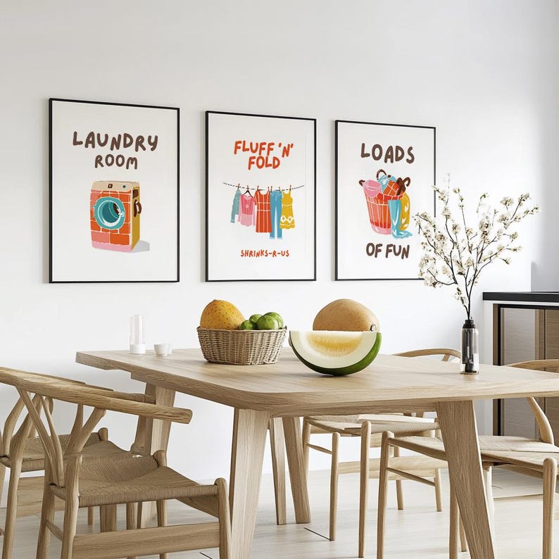 Laundry Room Art Prints: Trendy Home Decor SET OF 3 (digital Download ...