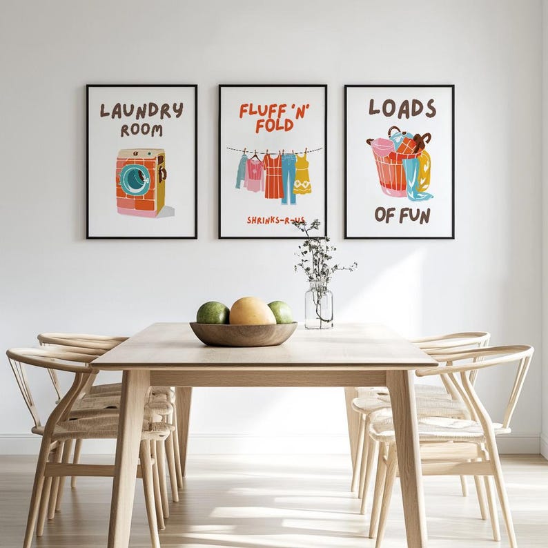 Laundry Room Art Prints: Trendy Home Decor SET OF 3 (digital Download ...