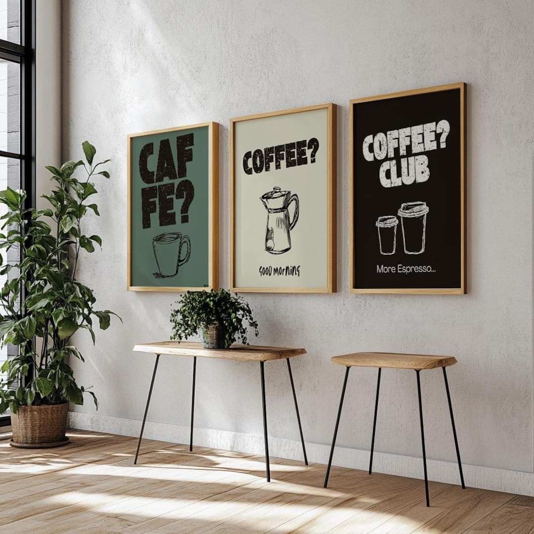 Retro Coffee Poster Set: Modern Kitchen Wall Art (digital Download) - Etsy