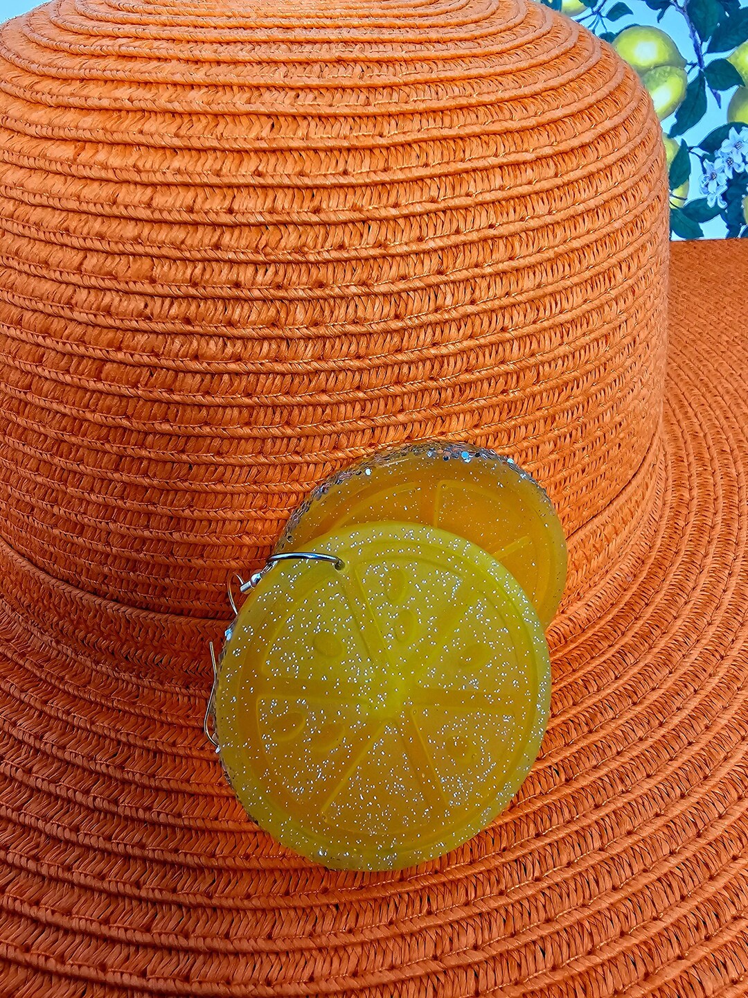 Lemon Slices Resin Epoxy Large Yellow Glitter Lemon Dangle Earrings ...