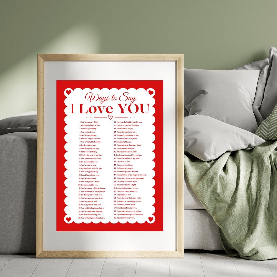 LOVE YOU Card, I Love You Wall Print, Vintage Love Digital Art, Large ...