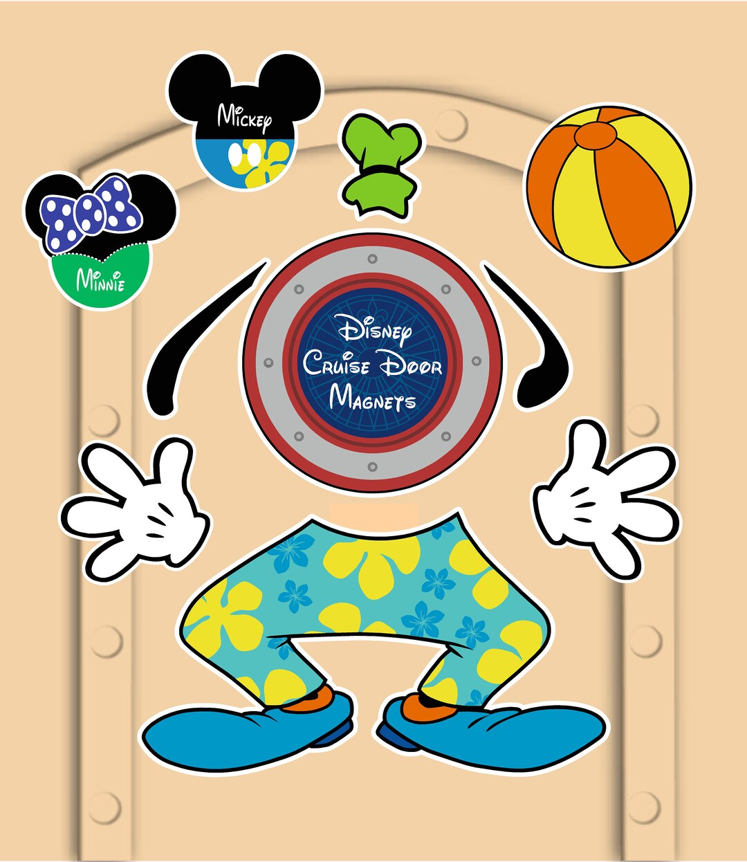 Disney Cruise Door Magnets Goofy at the Beach With Personalized Mickey ...