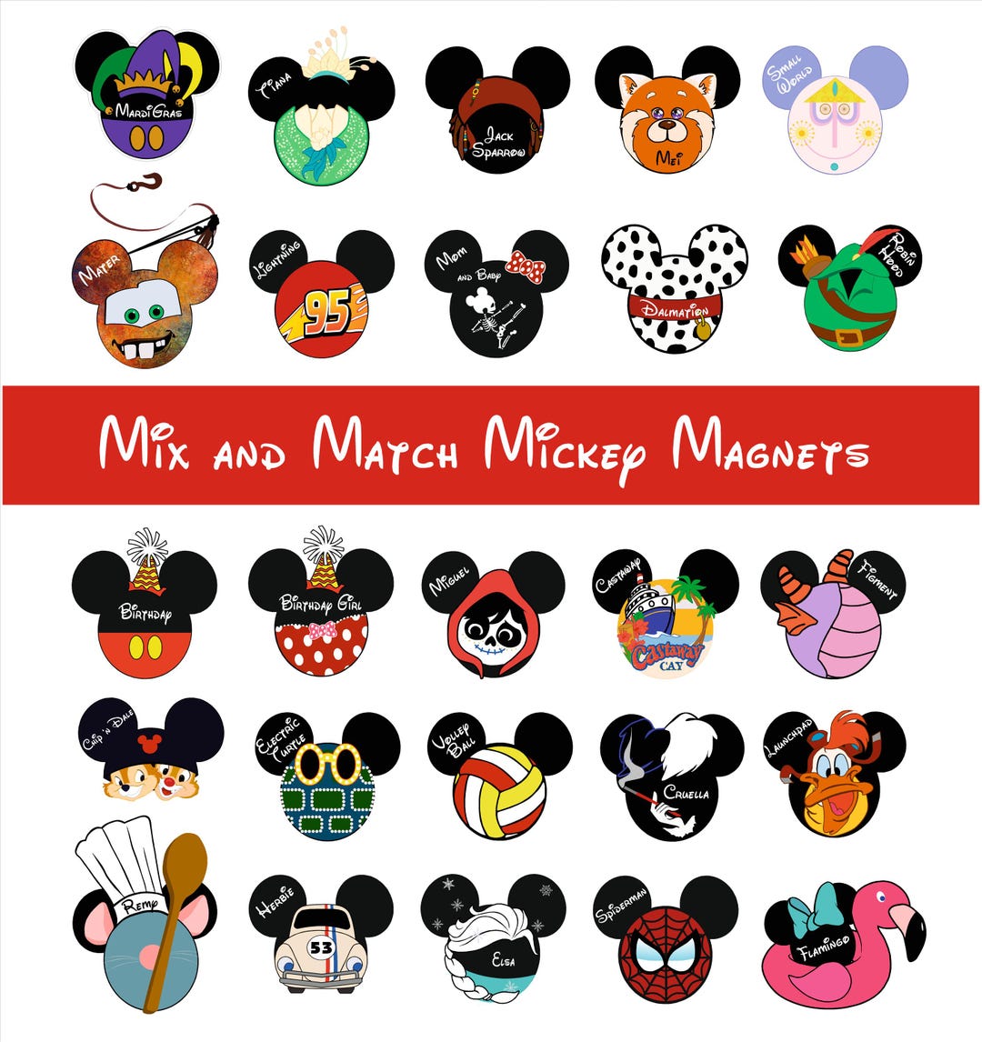 Mickey and Minnie Mix and Match Disney Mickey Ears Custom Magnets for ...