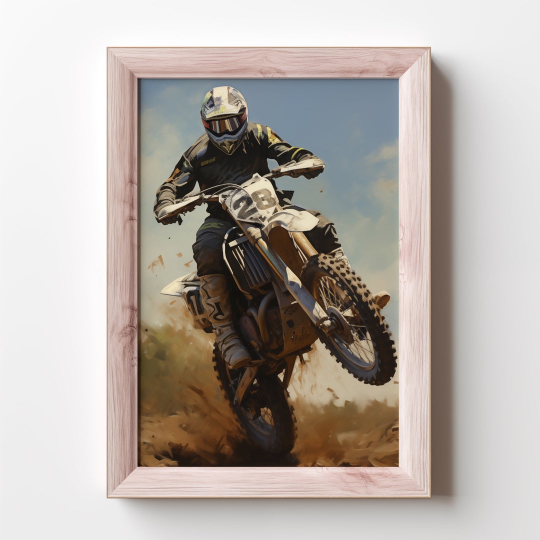 Motocross Jump Oil Painting Digital Download Extreme Sports Art Print ...