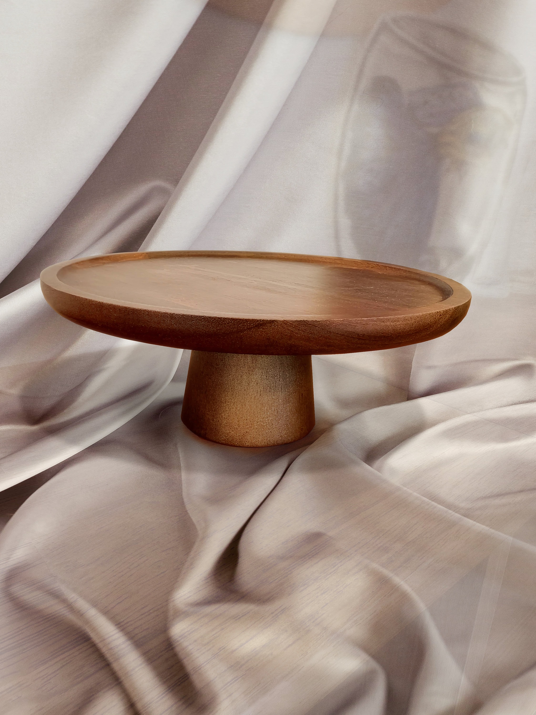 Round Wooden Cake Stand Wooden Pedestal Round Food Tray Housewarming ...