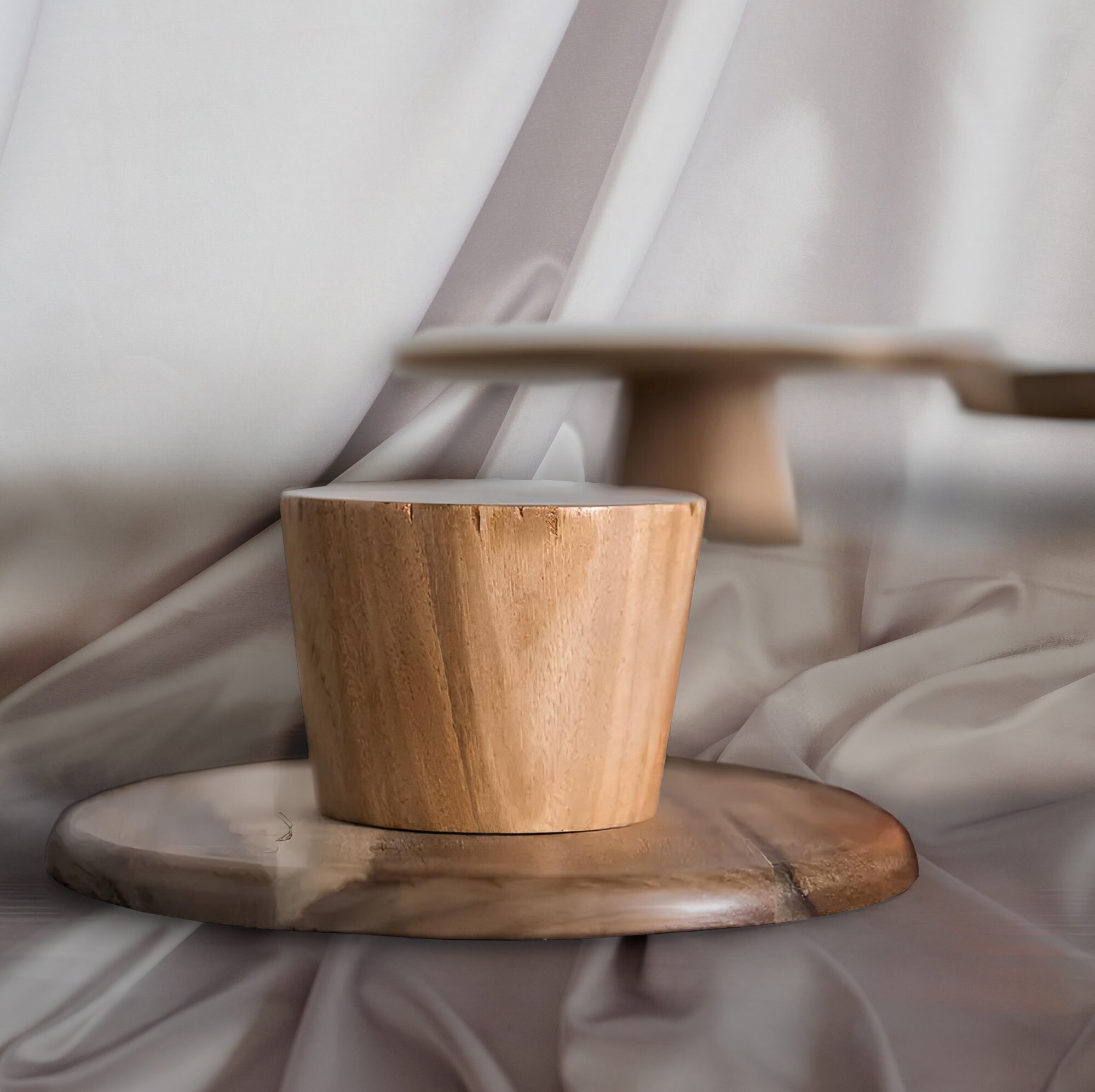 Round Wooden Cake Stand Wooden Pedestal Round Food Tray Housewarming ...