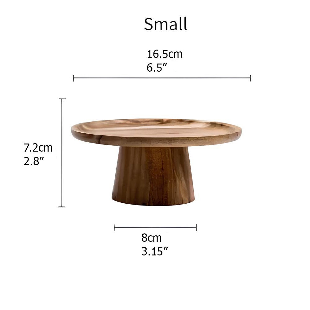 Round Wooden Cake Stand Wooden Pedestal Round Food Tray Housewarming ...