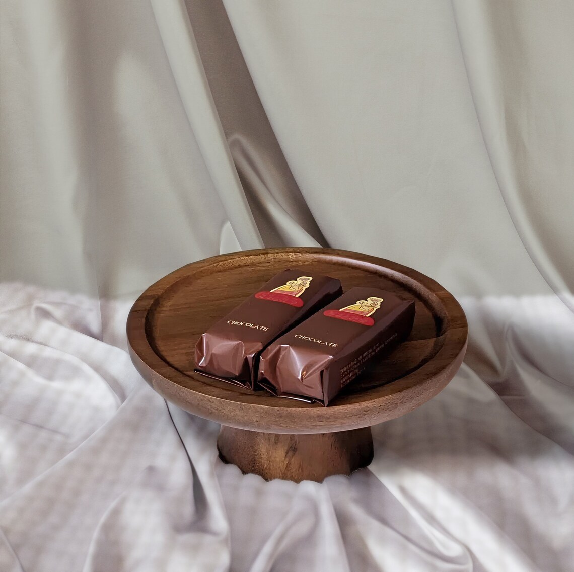 Round Wooden Cake Stand Wooden Pedestal Round Food Tray Housewarming ...
