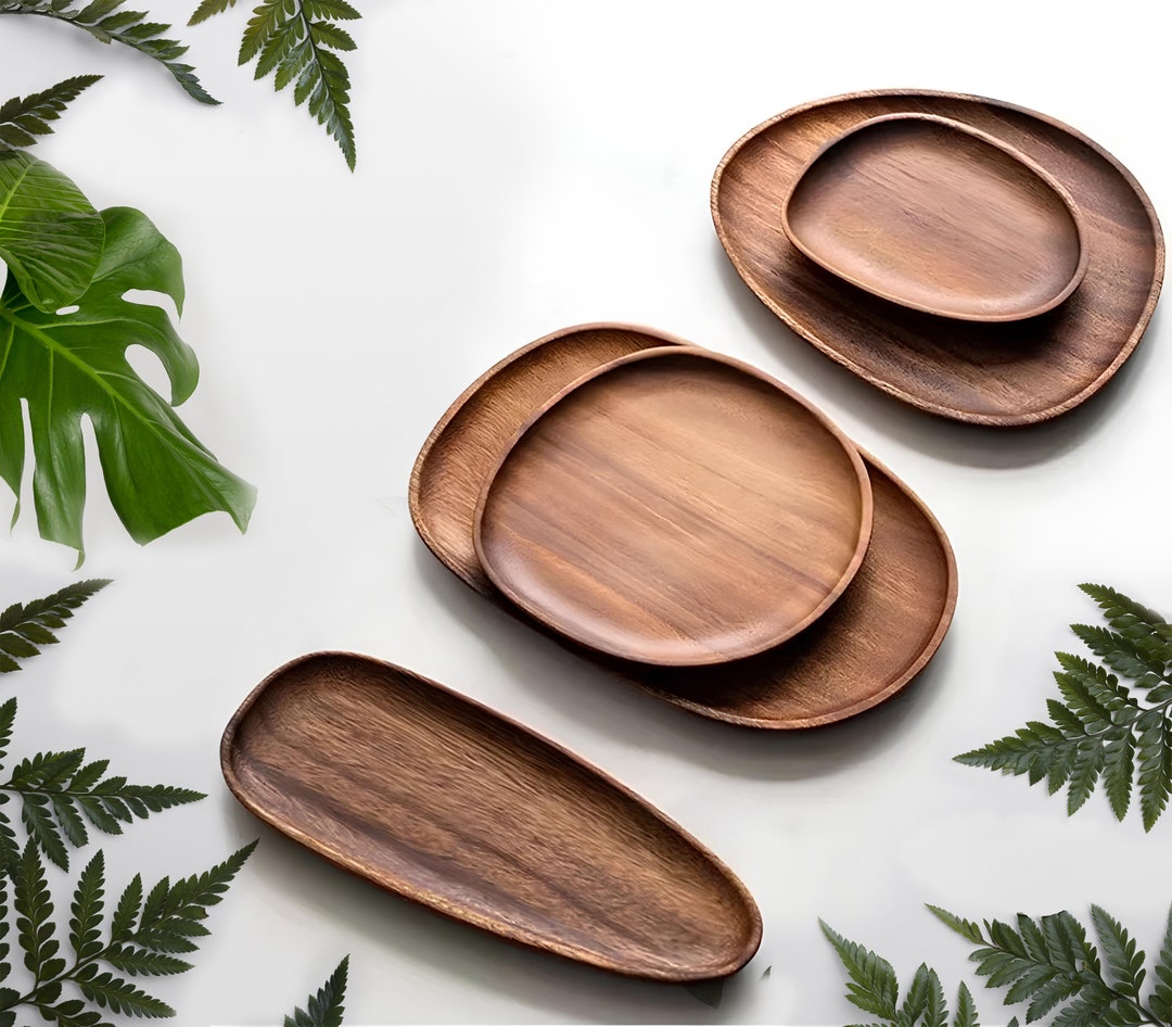 Irregular Wooden Dishes Natural Wood Plates Exceptional Dinner Wooden ...