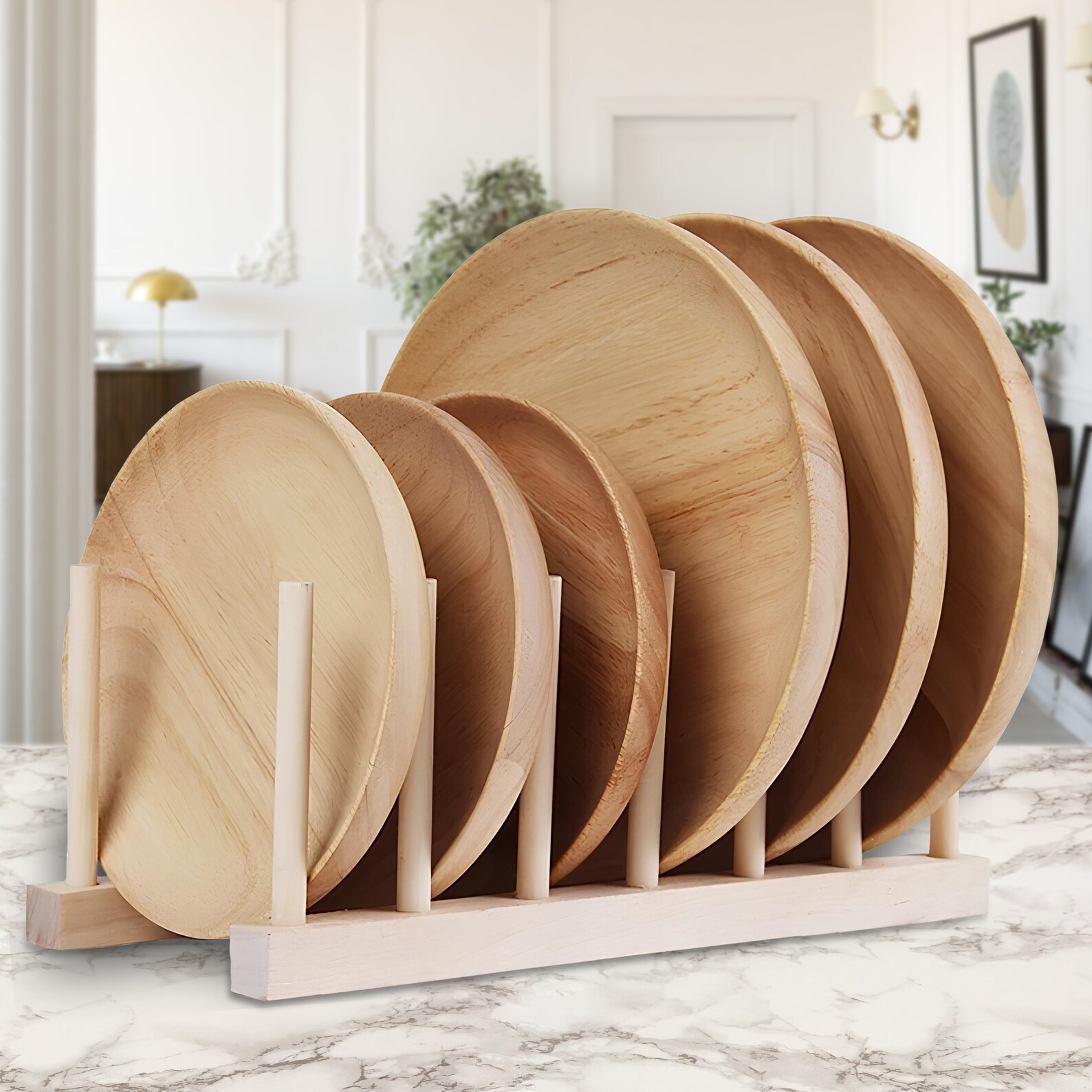 Round Wooden Plate Round Light Colored Wooden Plates Round Rubberwood ...