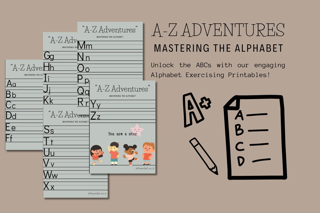 A-Z ADVENTURES. Printable Pages for Kids Learn, Write, Play With Abcs ...