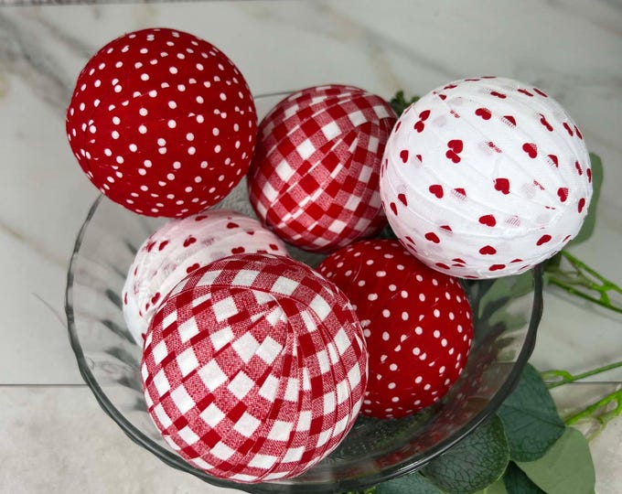 Valentine's Day Fabric Wrapped Rag Balls, Tiered Tray Decor, Farmhouse ...