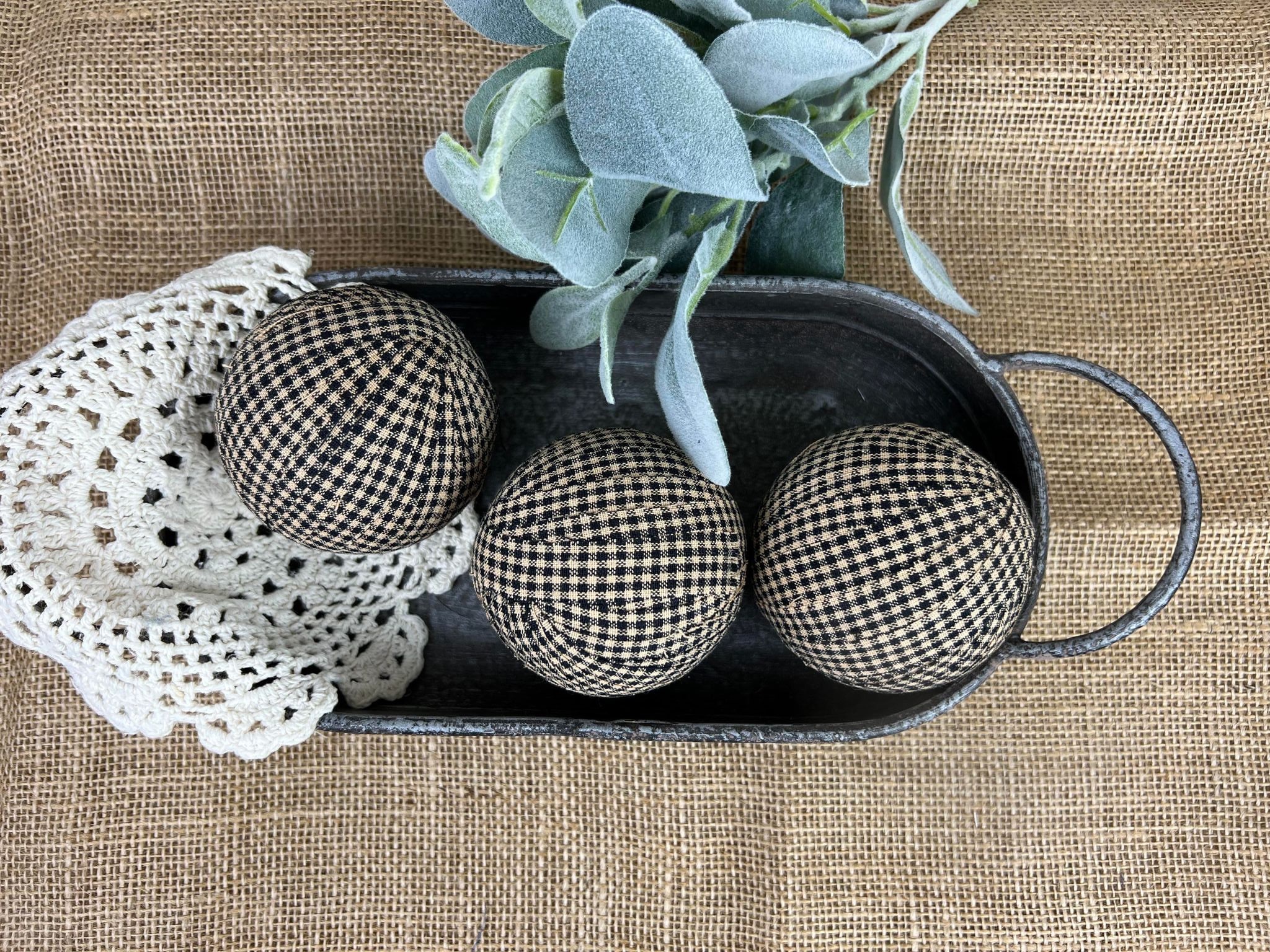 Rustic, Farmhouse, Primitive Rag Balls, Ornament Bowl Fillers, Set of 3 ...