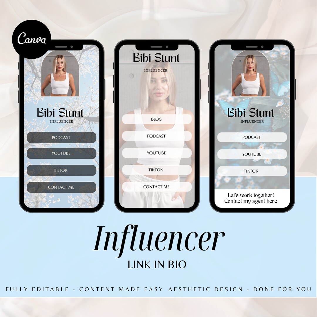 Influencer Link in Bio Editable Canva Template Customizable Link in Bio ...