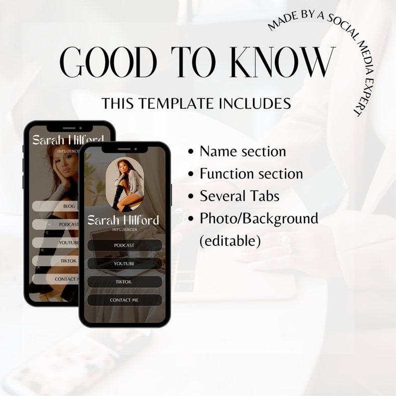 Influencer Link in Bio Editable Canva Template Customizable Link in Bio ...