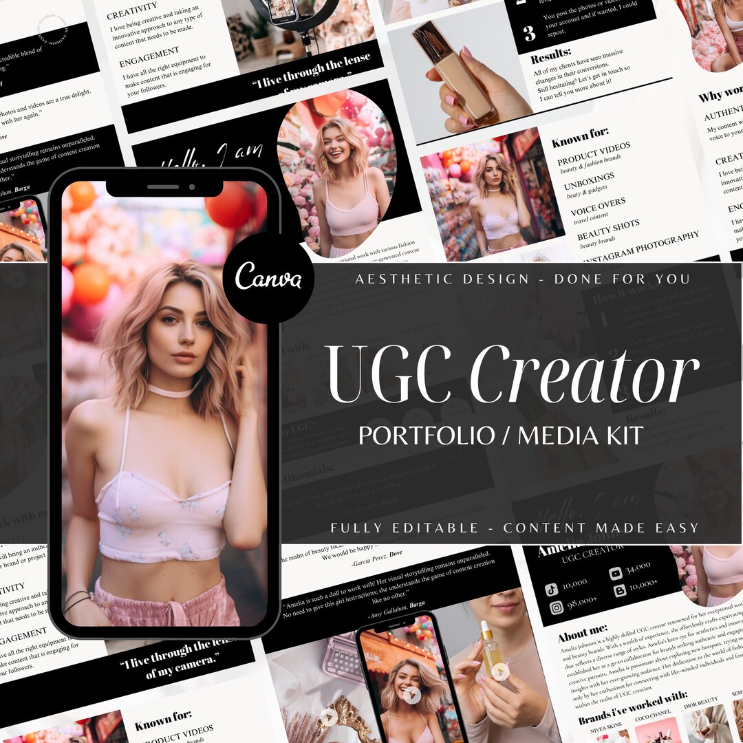 UGC Portfolio Template Canva Template Customizable UGC Editable Template UGC Website Template ...