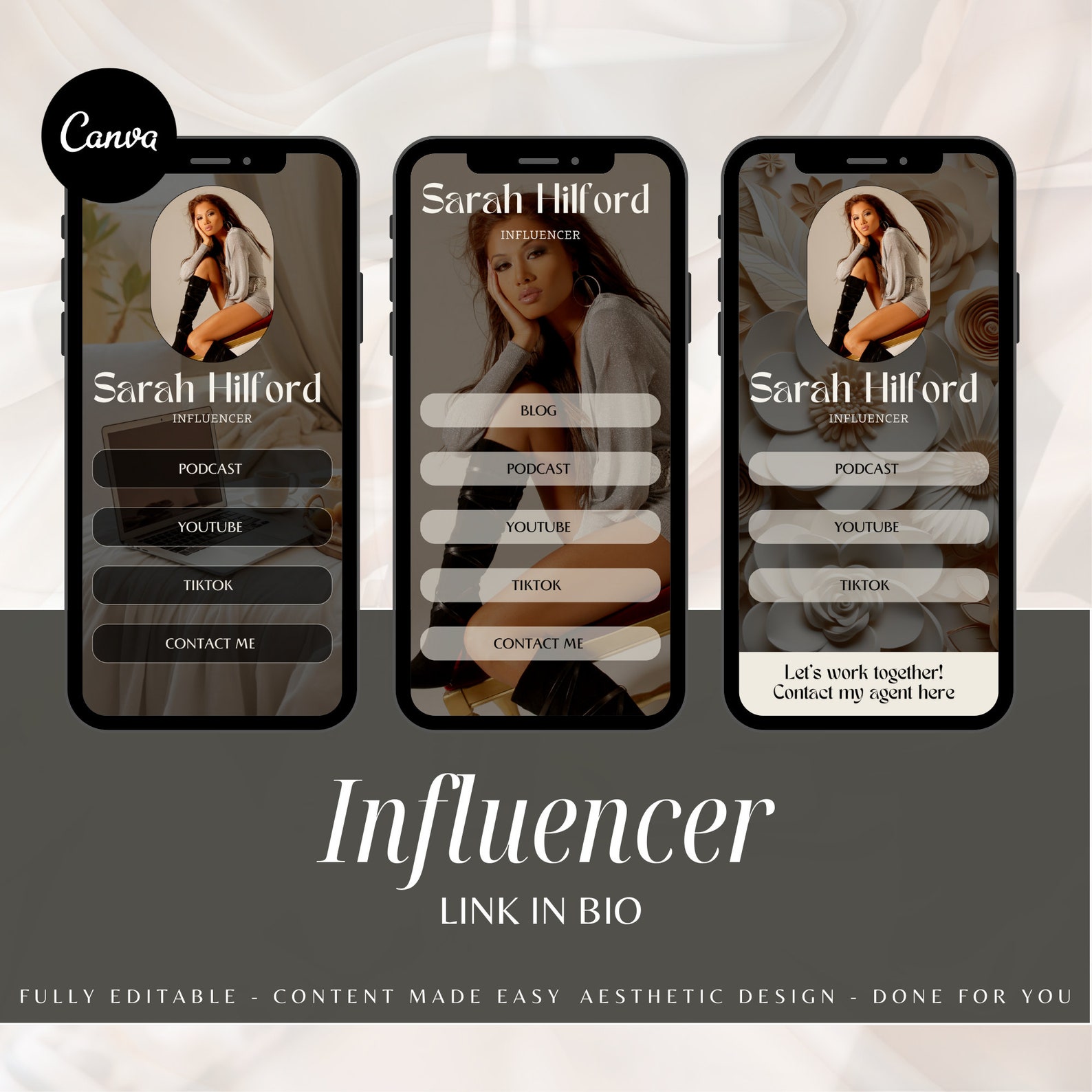 Influencer Link in Bio Editable Canva Template Customizable Link in Bio ...