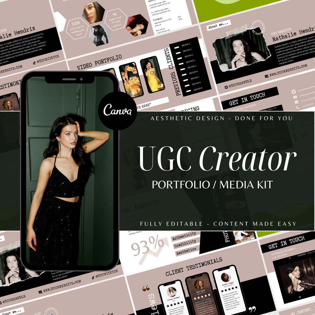 UGC Portfolio Template Editable Canva Template Customizable UGC ...