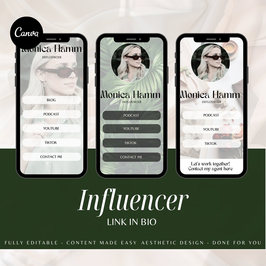 Influencer Link in Bio Editable Canva Template Customizable Link in Bio ...