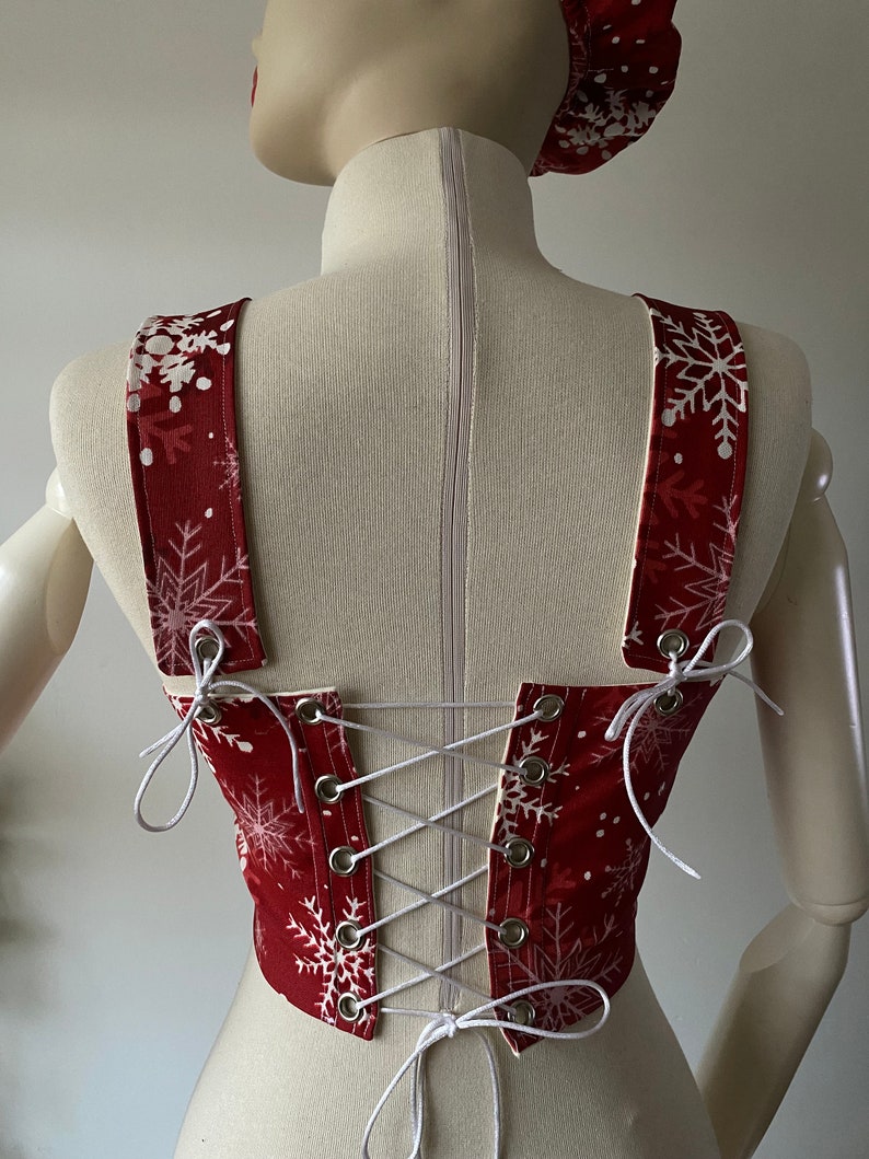 Christmas Costume, Red Corset Top, Corset With Snowflake, Party Corset ...