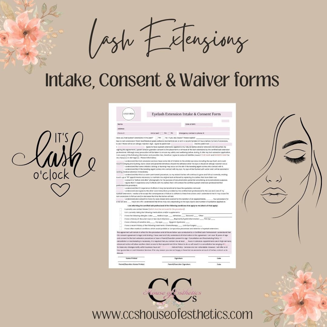 Lash Extensions Intake, Consent and Liability Waiver Forms - Etsy