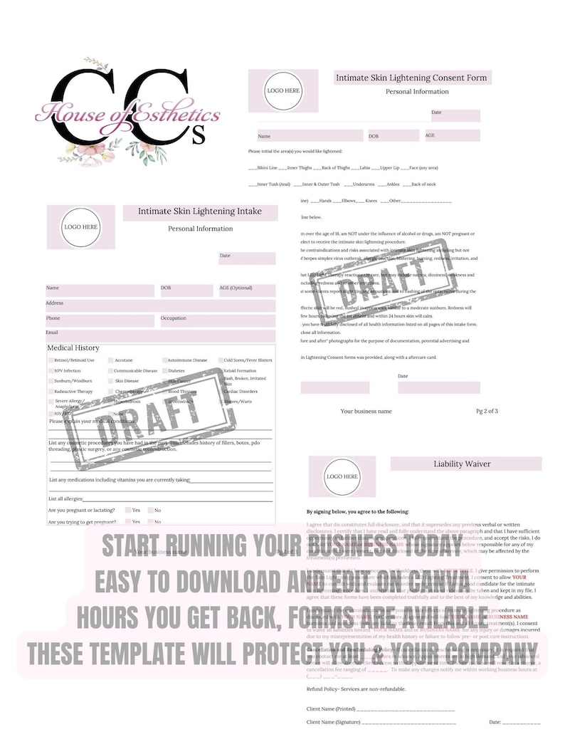 Skin Lightening Intake, Consent & Waiver Forms - Etsy