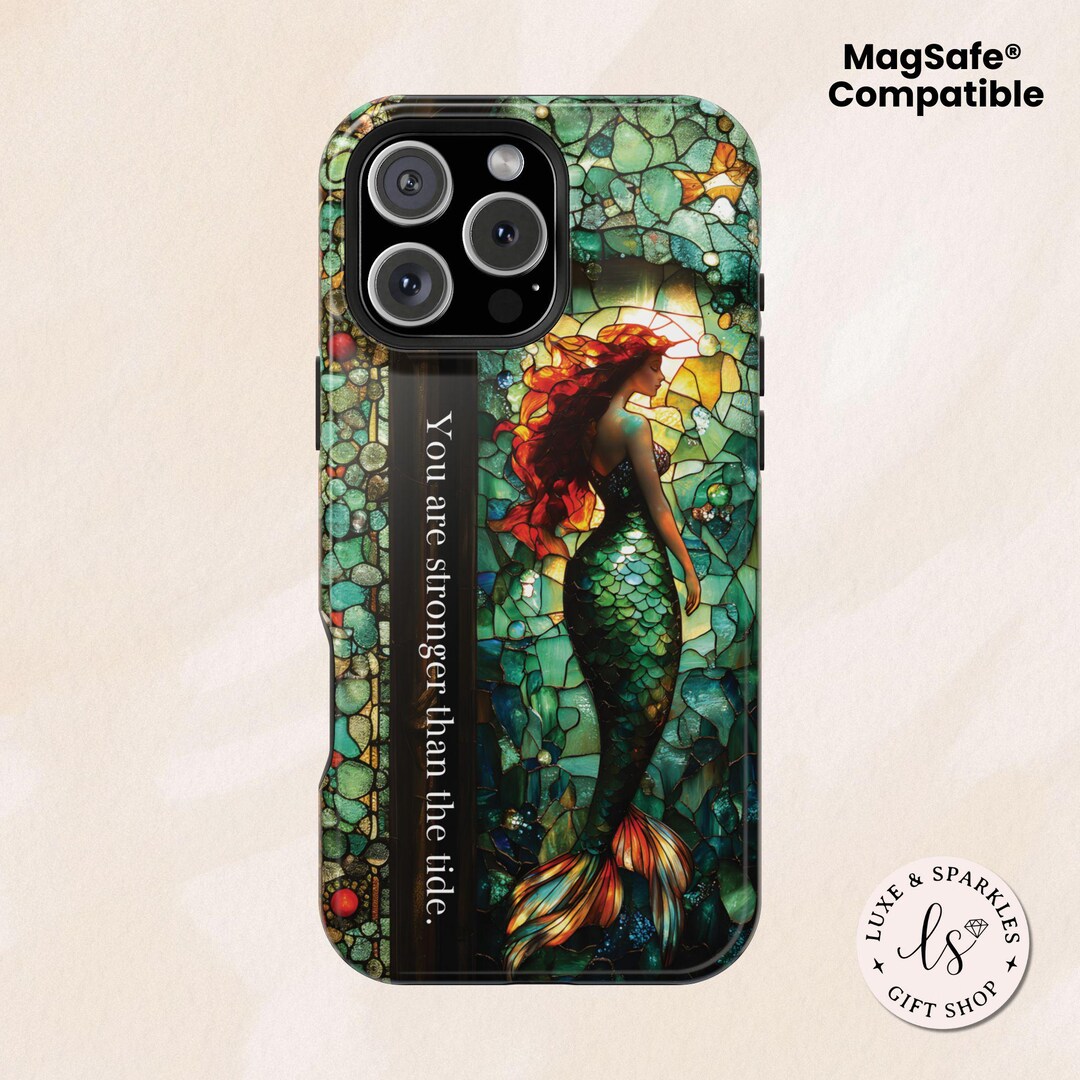 You Are Stronger Than the Tide Phone Case, Aesthetic Mermaid Stained ...