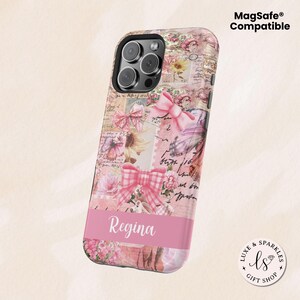 Custom Vintage Coquette Collage Phone Case, Personalized Name iPhone 16 ...