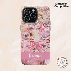 Custom Vintage Coquette Collage Phone Case, Personalized Name iPhone 16 ...