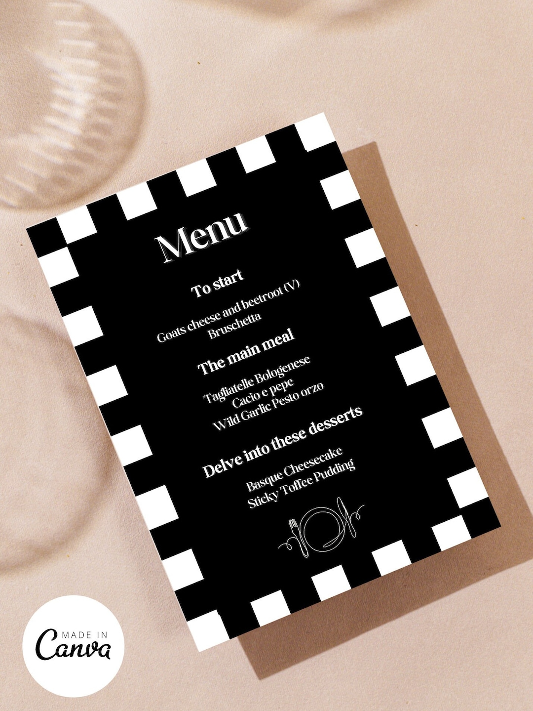 Black and White Checkerboard Menu Design Template for Occasions ...