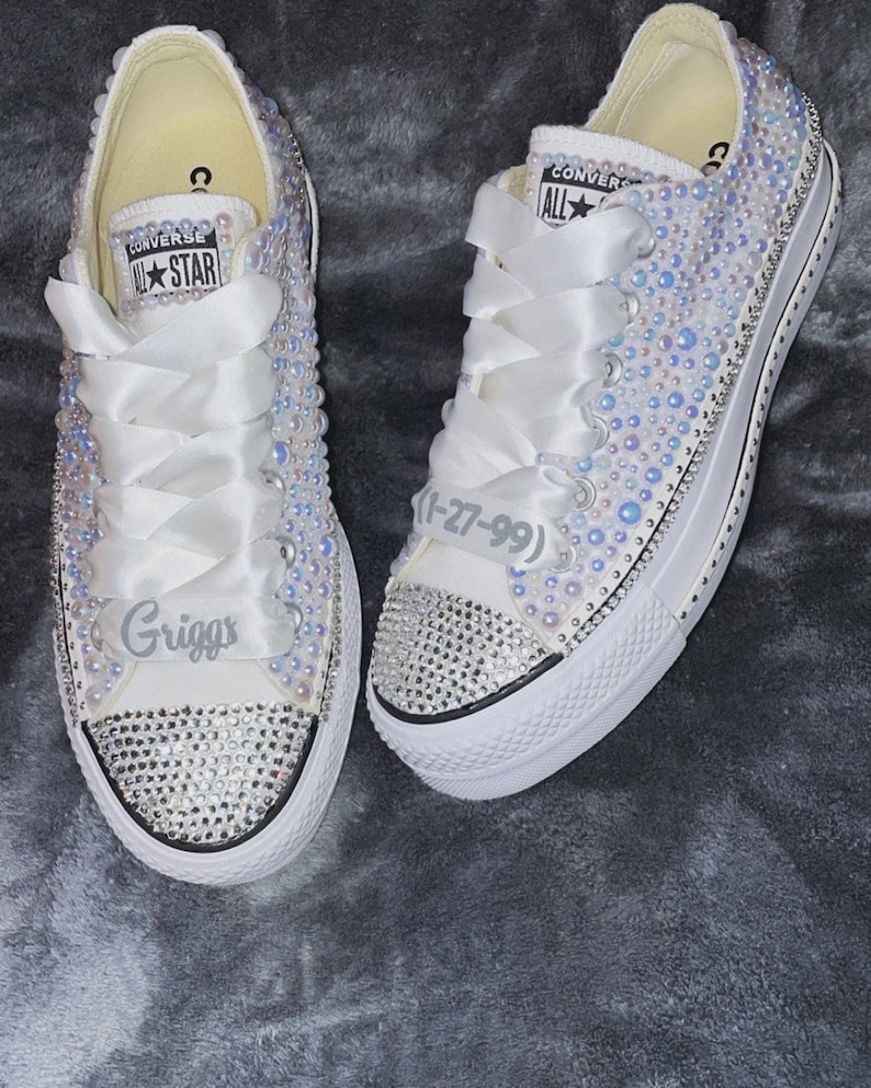 Bedazzled/custom Platform Converse - Etsy