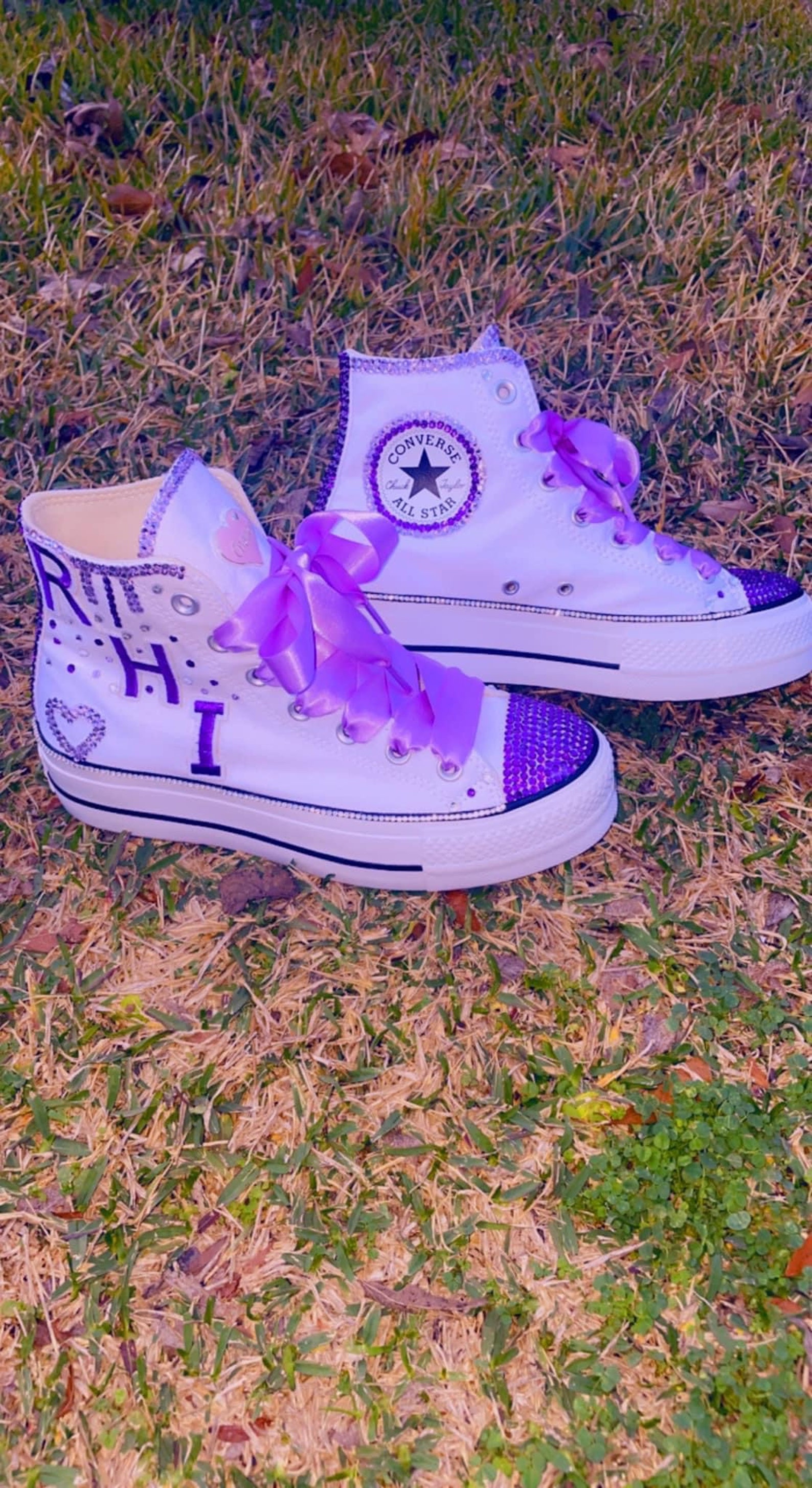 Bedazzled/custom Platform Converse - Etsy