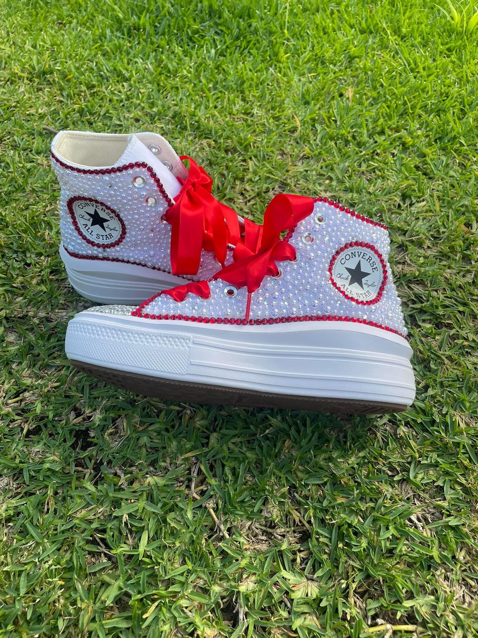 Bedazzled/custom Platform Converse - Etsy