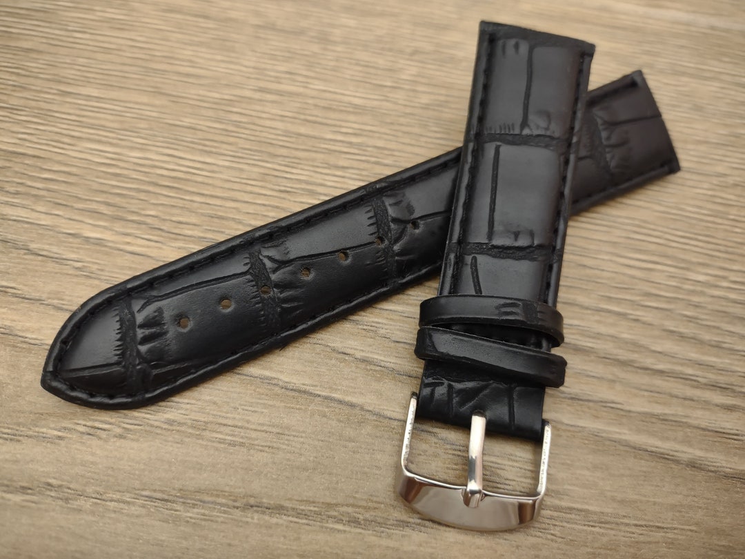 20mm / 22mm Black Crocodile Watch Strap - Etsy